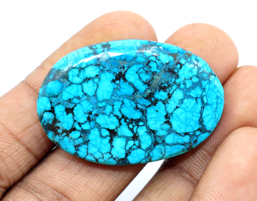 65 Ct Certified Natural Blue Turquoise Oval Shape Loose Gemstone With ...