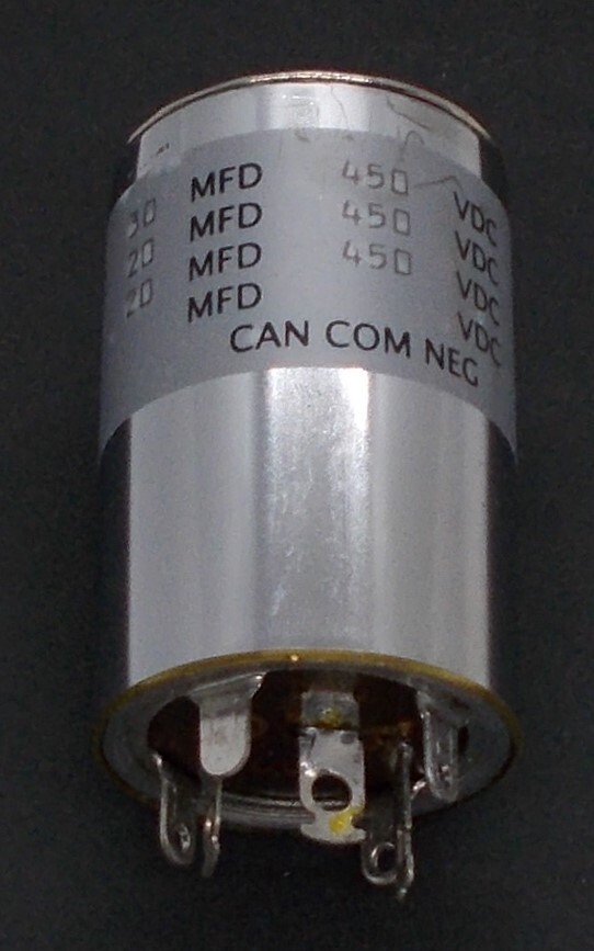 30-20-20uF @ 450vdc 3-section Electrolytic Can Capacitor FP Twist Prong ...