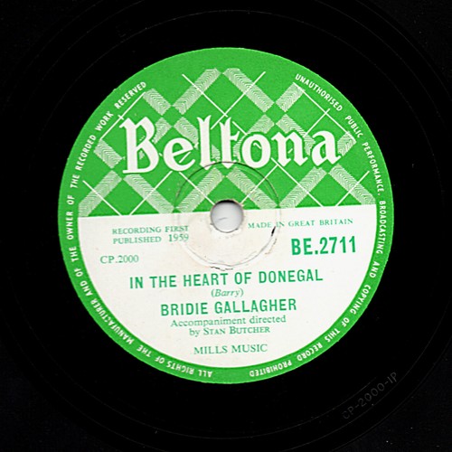 RARE IRISH BRIDIE GALLAGHER 78 MOONLIGHT IN MAYO / HEART OF DONEGAL BE ...