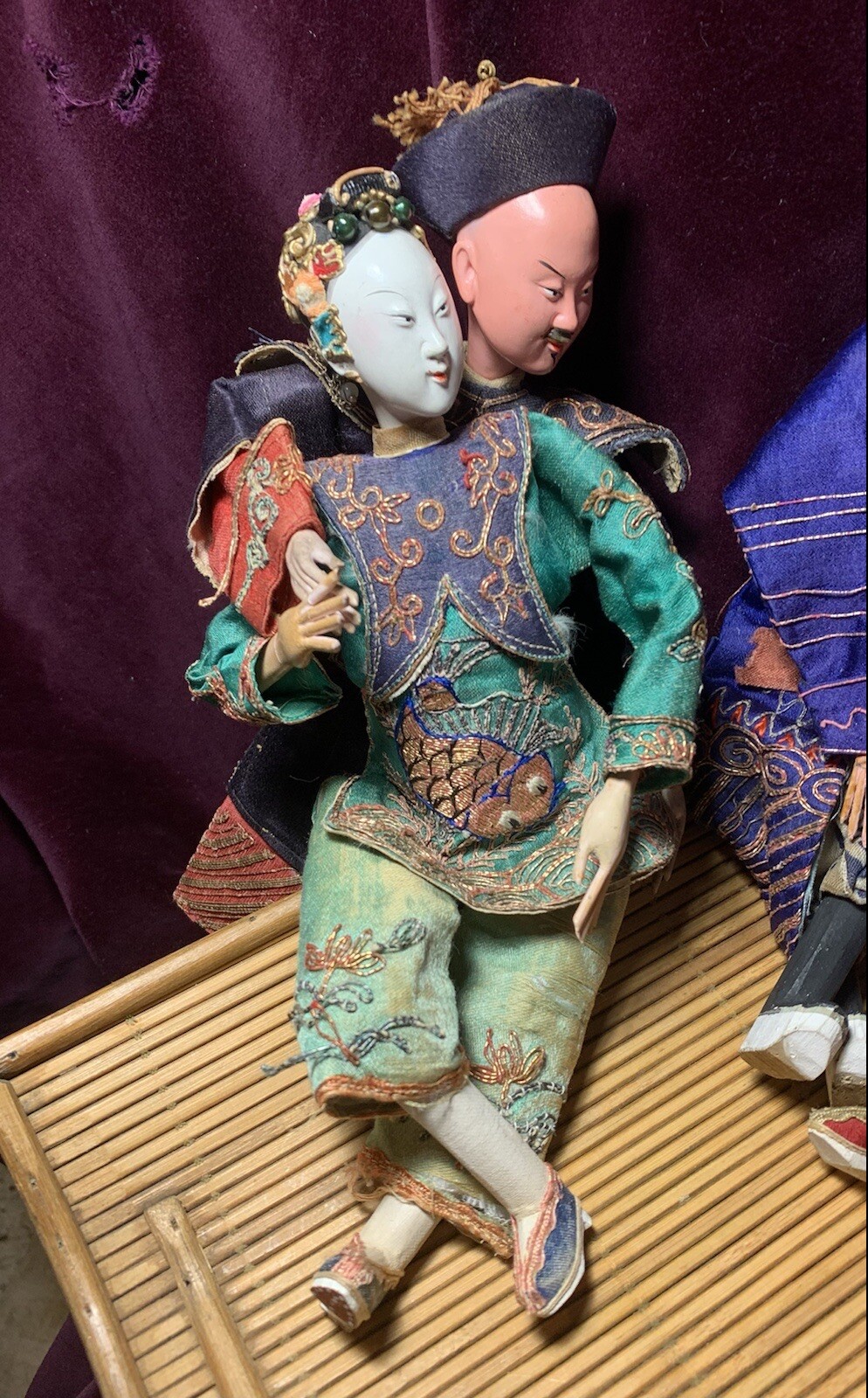 ANTIQUE 11" CHINESE OPERA DOLL SPECTACULAR EMBROIDERED* SCULPTED ...
