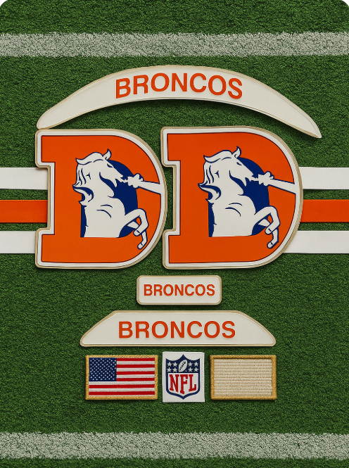 Broncos“Orange & Blue Big D Logo-Football Helmet Decal Set – Stripes ...