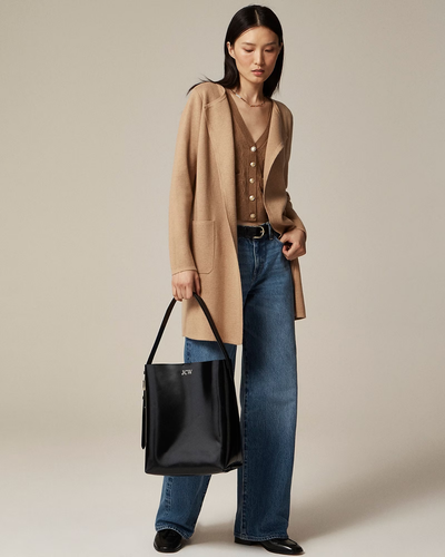 J Crew Womens Small Juliette Collarless Sweater Blazer Cardigan Khaki ...