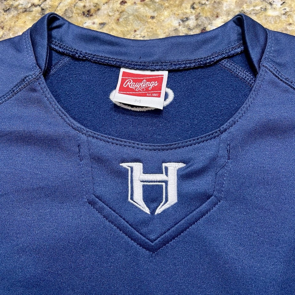 Rawlings Long Sleeve Baseball Practice Jersey Mens MEDIUM Navy Blue ...