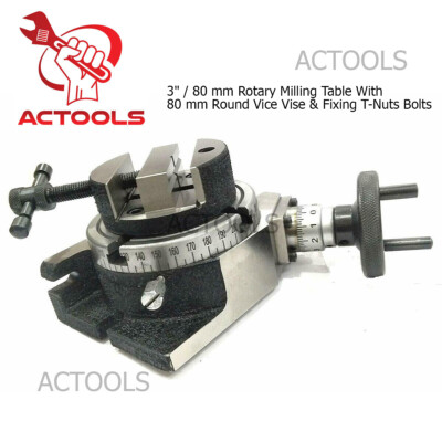 3"Rotary Table Milling /80mm With Round Vice Vise 80mm & Fixing T-Nuts ...