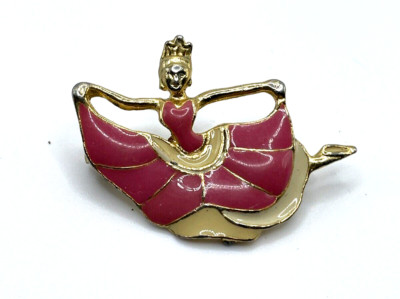 Vintage Gold Tone And Enamel Pink Ballerina Pin Brooch | eBay