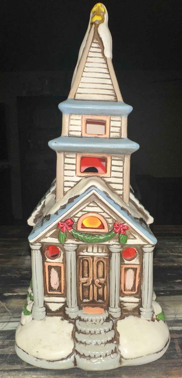 LEFTON CHURCH 1987 BYRON WOOD 06333 LIGHTED COLONIAL CHRISTMAS VILLAGE ...