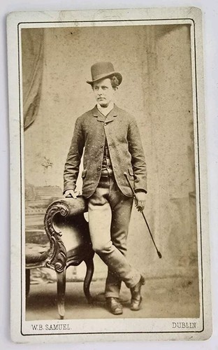 Antique CDV Photo Handsome Irish Man In Hat With Cane Samuel Dublin ...