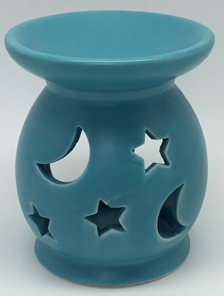 Crescent Moon Star Celestial Stoneware Oil Scent Diffuser Votive Holder ...