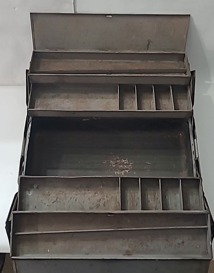 Vintage Military Carry Tool Box Metal Cantilever Heavy Duty 22×10x13 ...