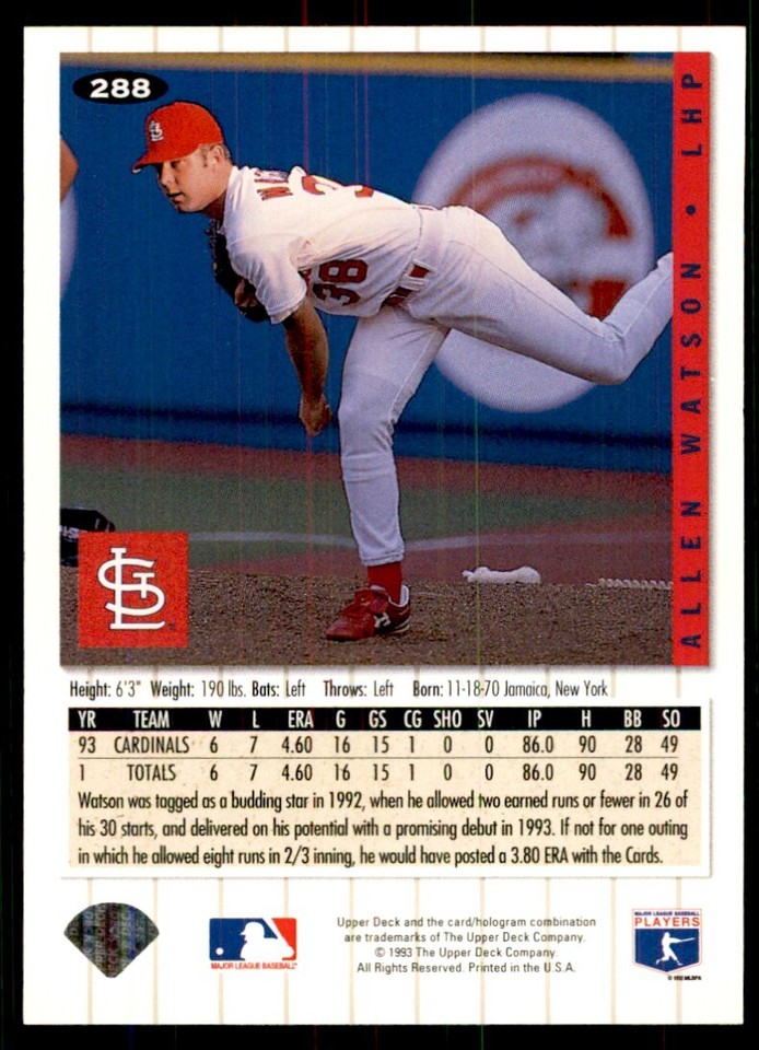 1994 Upper Deck Allen Watson Baseball Cards #288 | eBay