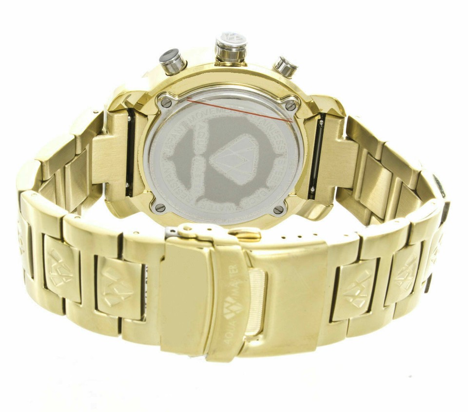 Aqua Master Gold Tone Chronograph 20 Diamond Quartz Men's Watch W-96 | eBay
