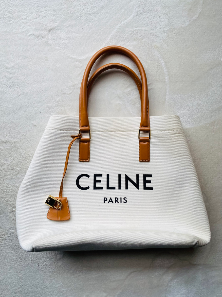 CELINE Cabas Tote One Size Ivory Canvas/Leather for sale CELINE Cabas Tote One Size Ivory Canvas/Leather for sale
