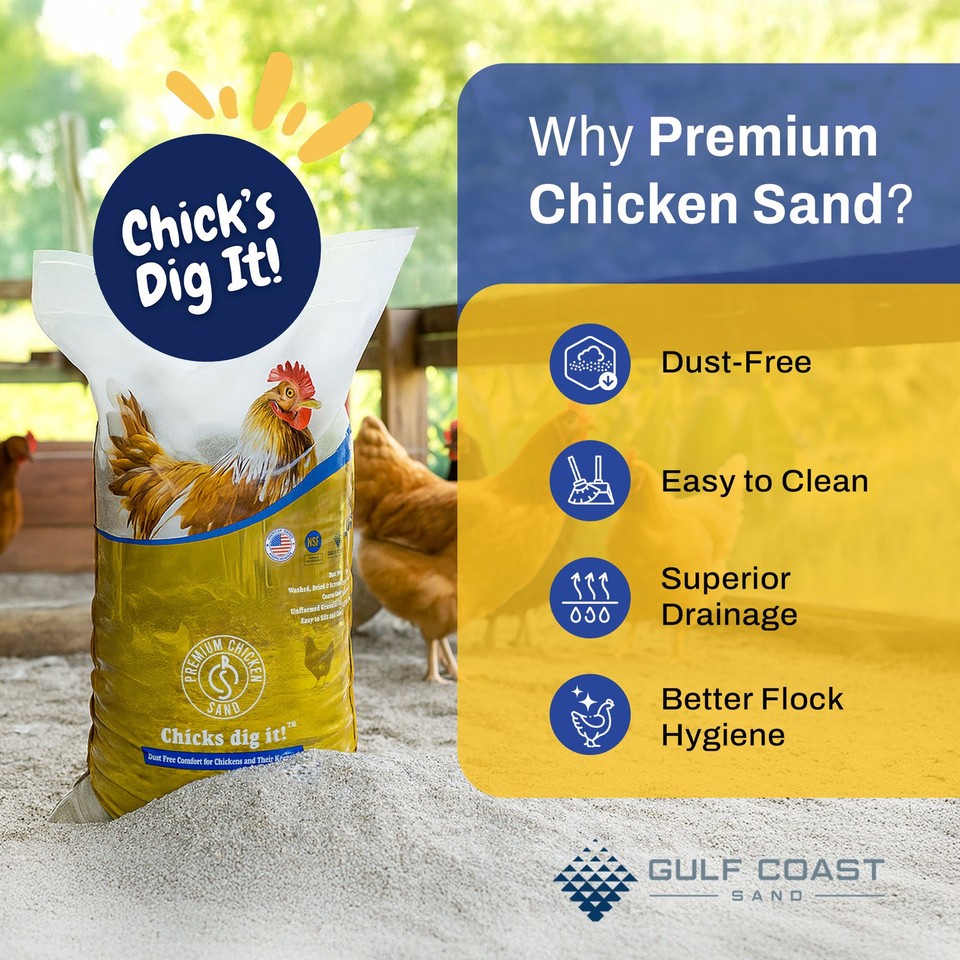 Premium Chicken Sand, Odor Eliminating Bedding for Coops, 50 Lb Bag, 2 ...