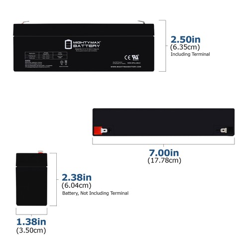 Mighty Max 12V 2.3AH F1 SLA Battery Compatible With Consent GS122-2 - 6 ...