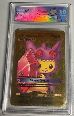 Pokemon Pikachu Cosplay Gengar Fan art Metal Card Graded 10 Slab ...
