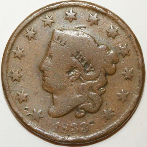 1833 Philadelphia Mint Copper Coronet Head Large Cent #LAR/R0404 | eBay