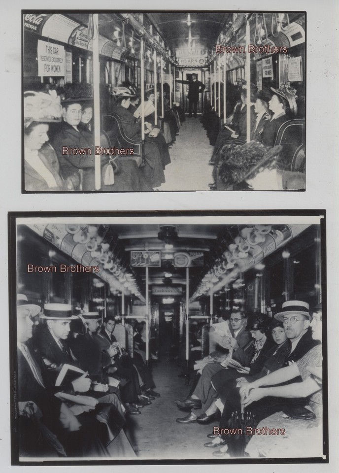 1910s-1920s NYC Subway Hudson Tubes Women Only & Subway Car Interior ...