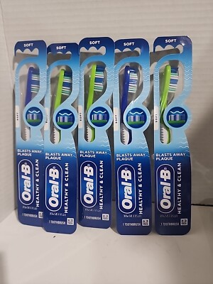 Lot Of 5 Oral-B Healthy and Clean Angled Head Soft Bristle Flossing ...