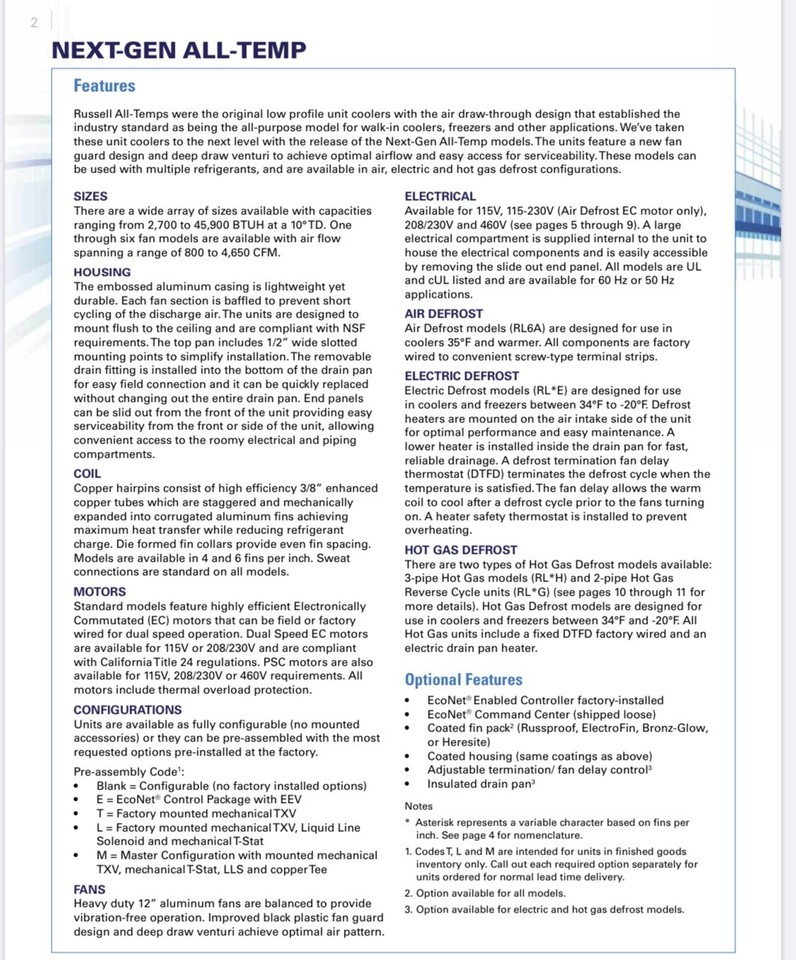 New HTPG/Russell EVAPORATOR, Electric Defrost, 208/1/60, M# RL6E121DDA ...