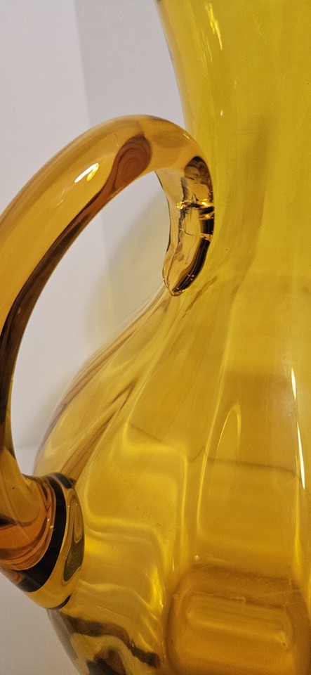 Vintage Large Blenko Handblown Amber Glass Pitcher Jug 14" Tall Mid ...