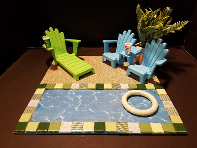 Pool and Patio Diorama B Handcrafted for Fashion Dolls (doll not incl ...