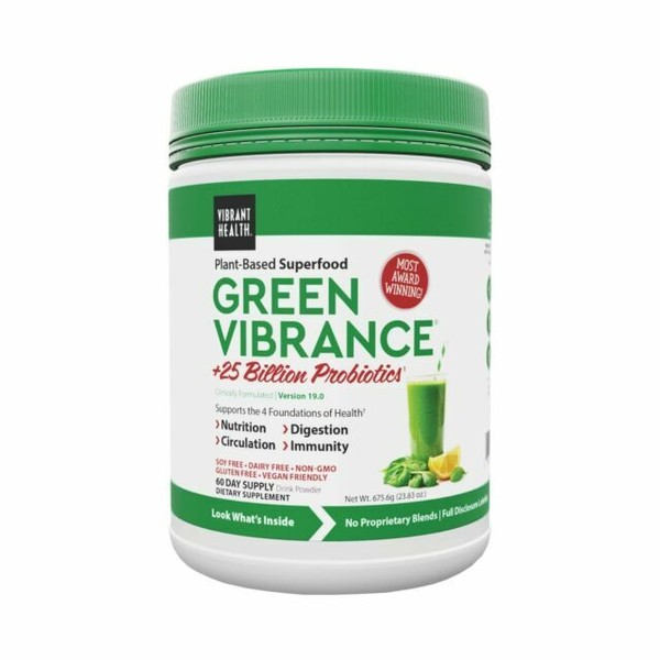 Vibrant Health Green Vibrance Plant-Based Superfood Powder, 25 Billion ...
