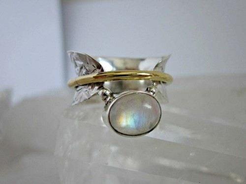 Rainbow Moonstone Ring Solid 925 Sterling Silver Ring Handmade Ring ...
