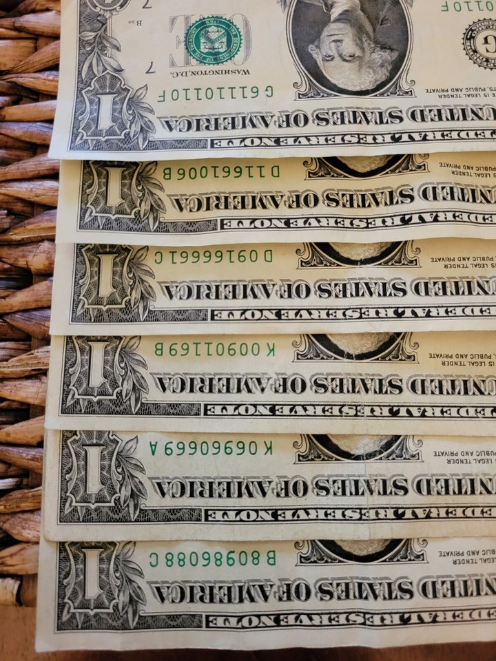 True Flipper Fancy Serial Number $1 One Dollar Bill Trinary 5 Of Kind ...