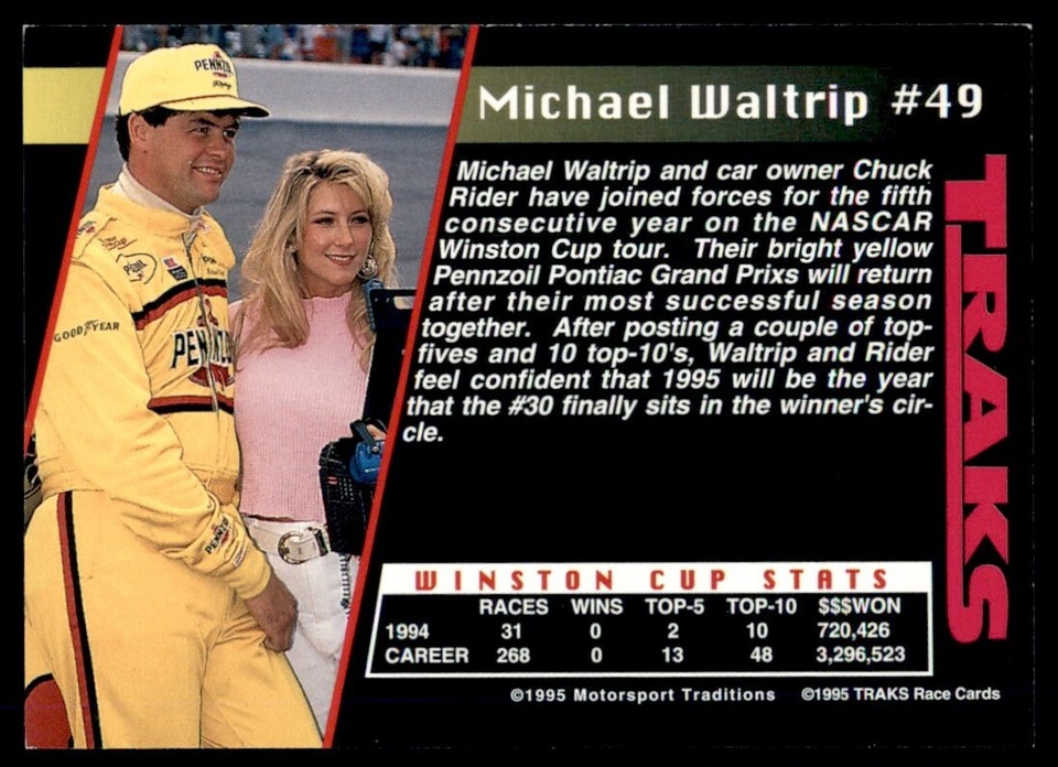 1995 Traks Michael Waltrip Bahari Racing #49 | eBay