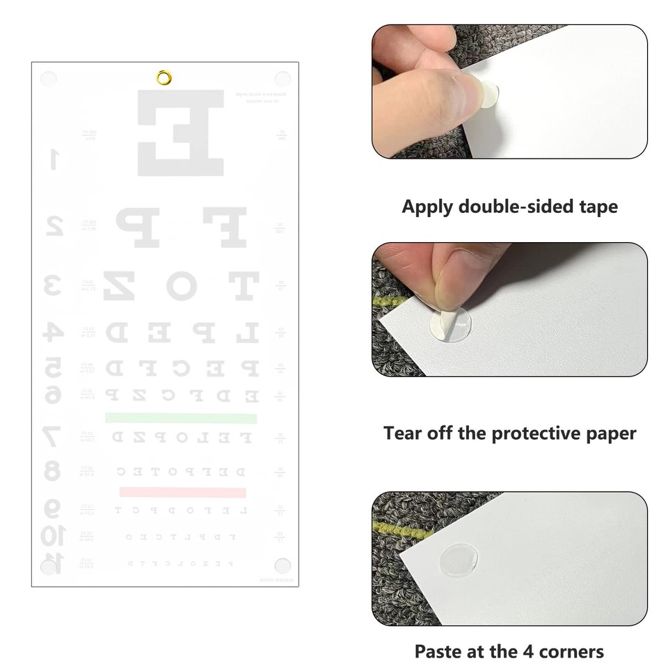 Complete Snellen Eye Exam Kit Standard 20 Feet Snellen Eye Chart 22x11 ...