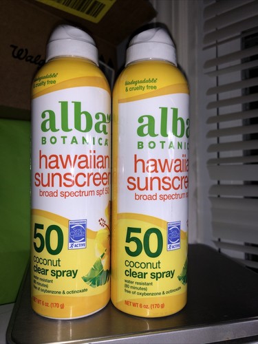 LOT OF 2 Alba Botanica Hawaiian Sunscreen SPF 50 Coconut Clear Spray ...