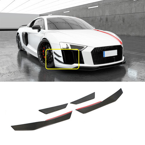 For Audi R8 V10 Gen 2 2016-2018 Real Carbon Fiber Front Bumper Canards ...