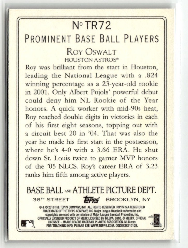 2010 Topps #TR72 Roy Oswalt Turkey Red | eBay