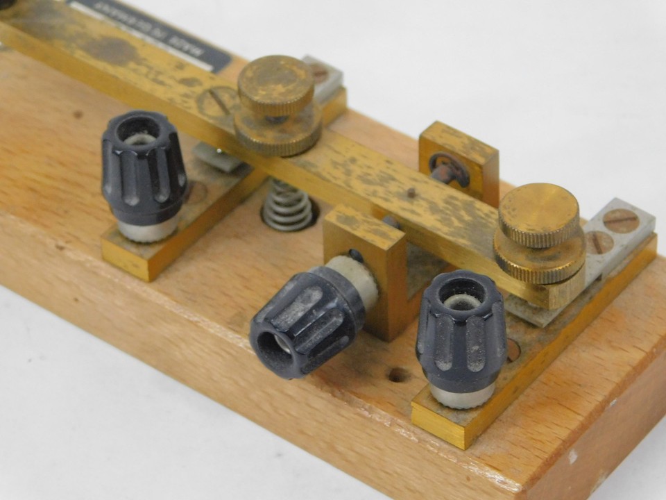 Leybold Vintage German Brass Straight Telegraph Key w/ Wood Base (nice ...