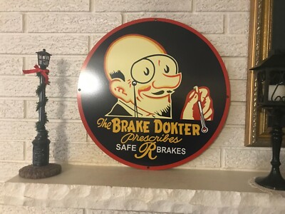 Brake Dokter Large Format Reproduction Gas Station Sign 18" Round Steel ...