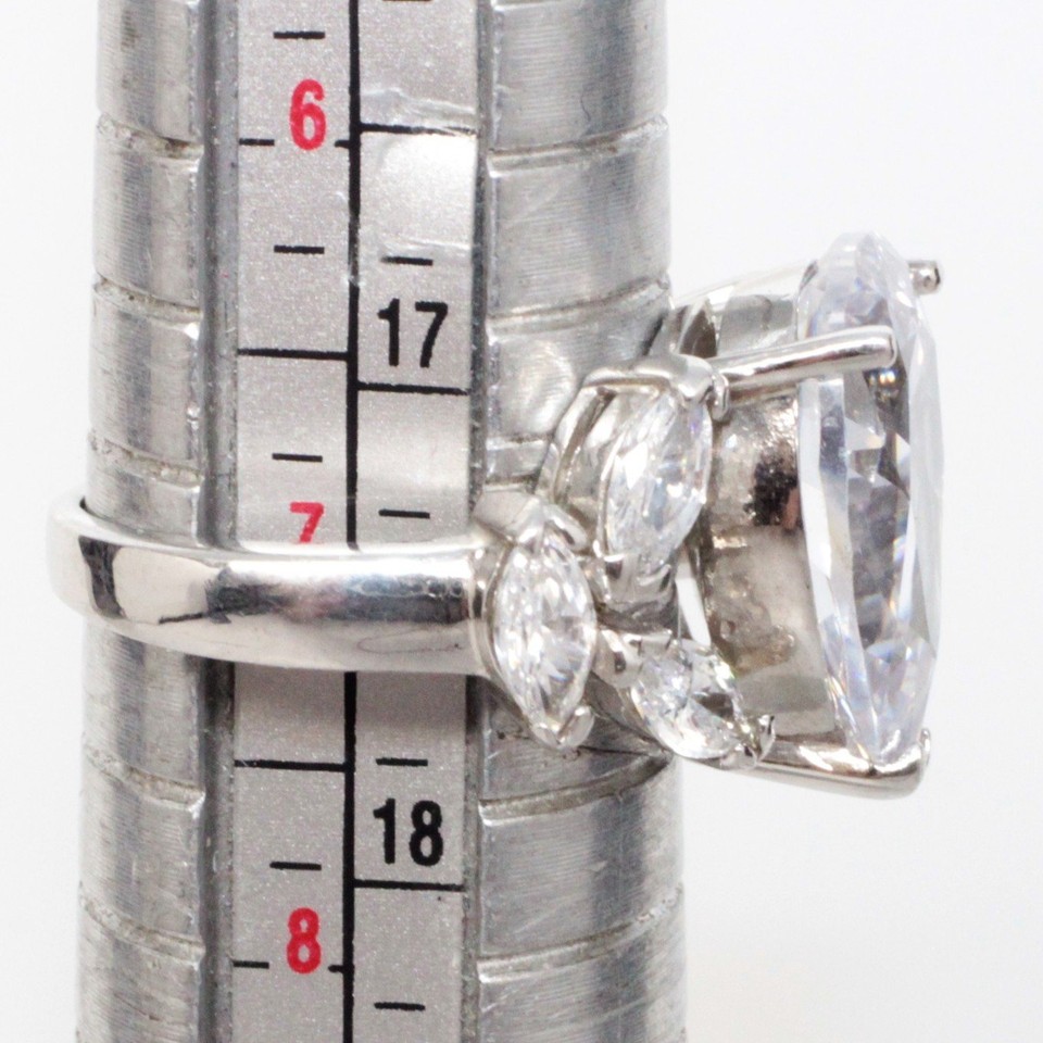 FAS Sterling Silver Large Cubic Zirconia Teardrop Ring Sie 7 - 7.3g | eBay
