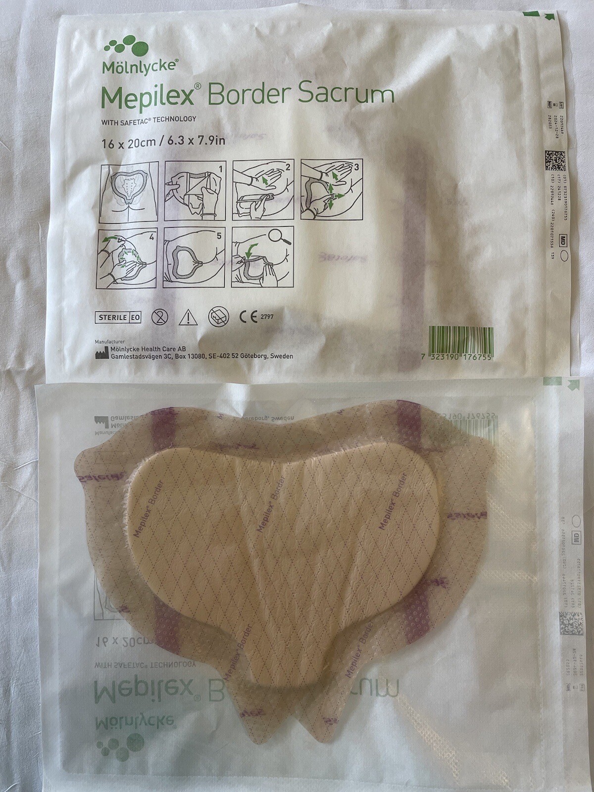 Mepilex Border Sacrum Silicone Foam Dressing 6.3 x 7.9in (16x20cm) *Lot ...