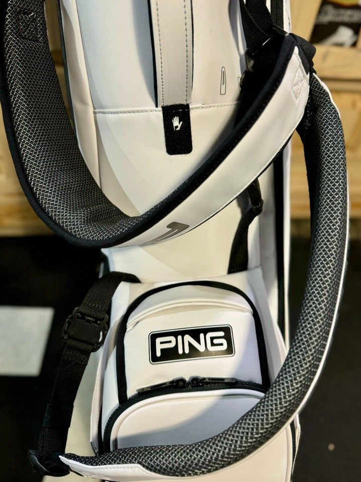 PING HOOFER TOUR STAND GOLF BAG, WHITE VINYL LEATHER, NEW! MAKE OFFER ...