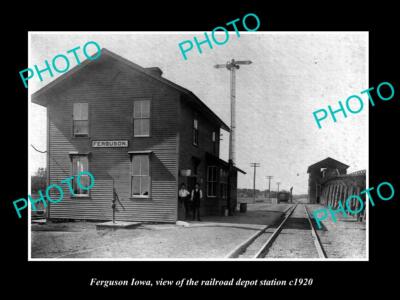 OLD 8x6 HISTORIC PHOTO OF FERGUSON IOWA THE RAILROAD DEPOT STATION ...