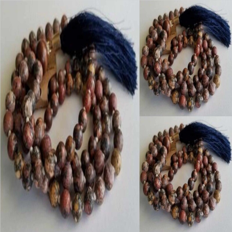 6mm Natural 108 knot zonite gemstone beads tassels necklace Minimalist ...