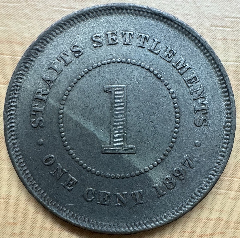 1897 Straits Settlement One Cent Bronze Coin Victoria, Malaysia, KM#16 ...