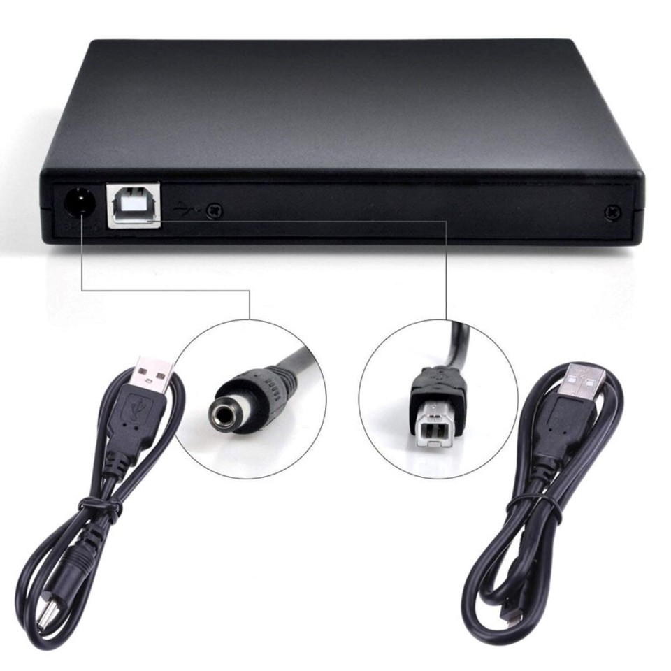 External CD DVD Drive USB Slim Portable DVD CD-RW Burner Driver Laptop ...