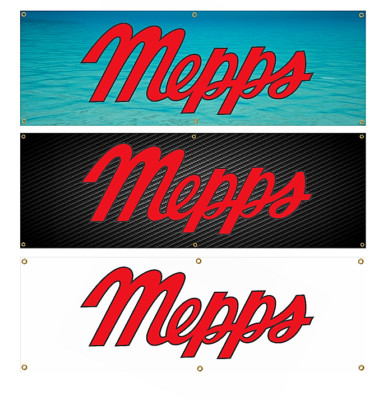 MEPPS BAITS LURES FISHING BANNER BASS BOAT MAN CAVE DECAL STICKER ...