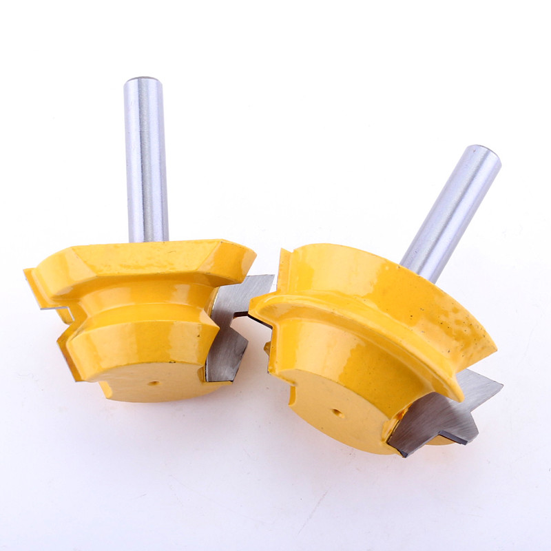 2pcs 8mm Shank 22.5 Degree Lock Miter Router Bit Set Woodworking Cutter ...