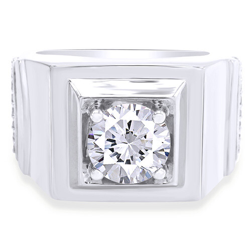 2 Ct Wedding Engagement Men's Ring Round Simulated Diamond Solid ...