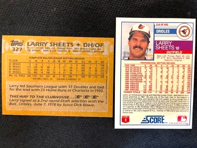 MLB - Larry Sheets 1988 Topps & 1988 Score Baseball - Orioles | eBay