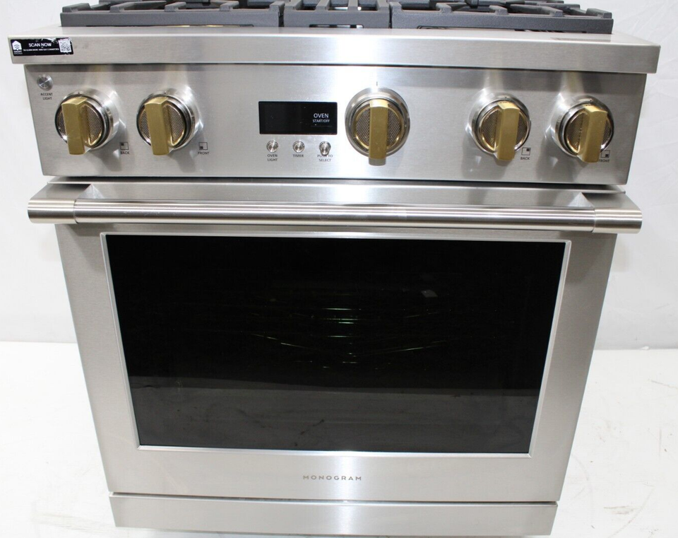 Monogram ZGP304NTSS 30" 5.7 Cu. Ft. Freestanding Gas 4-Burner ...