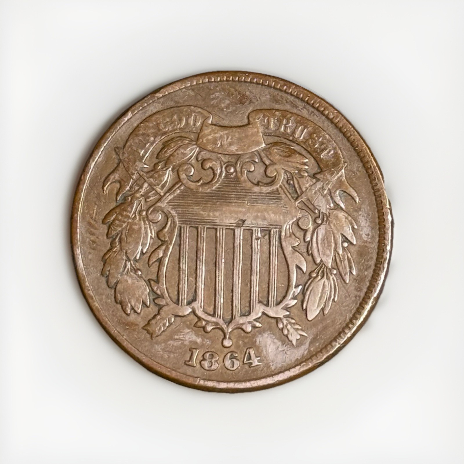 1865 Two Cent Piece Civil War Era US Copper Coin Shield Reverse | eBay