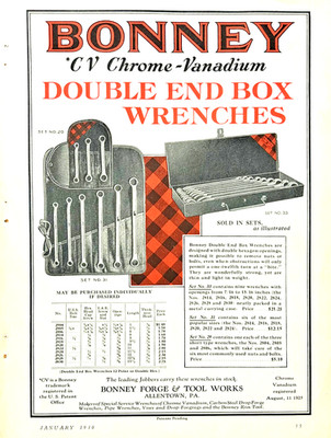 1930 Ad Bonney Forge & Tool Works Allentown PA Chrome-Vanadium Wrenches ...