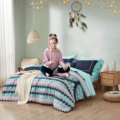 Teen Twin Complete Comforter Sets for Girls, Boho Medallion Tween Bed ...
